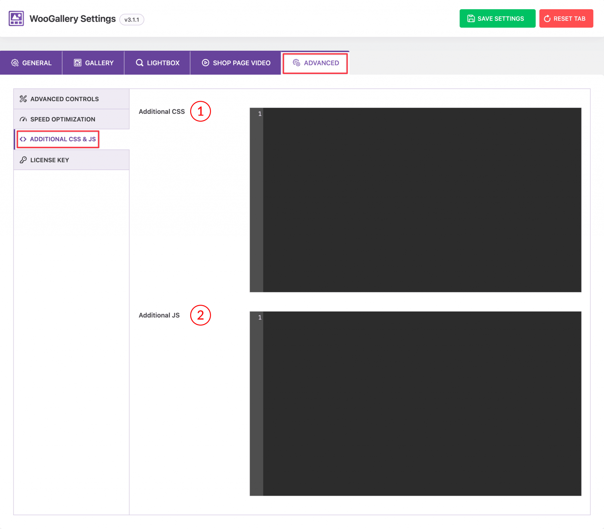 Additional CSS & JS – WooGallery Docs