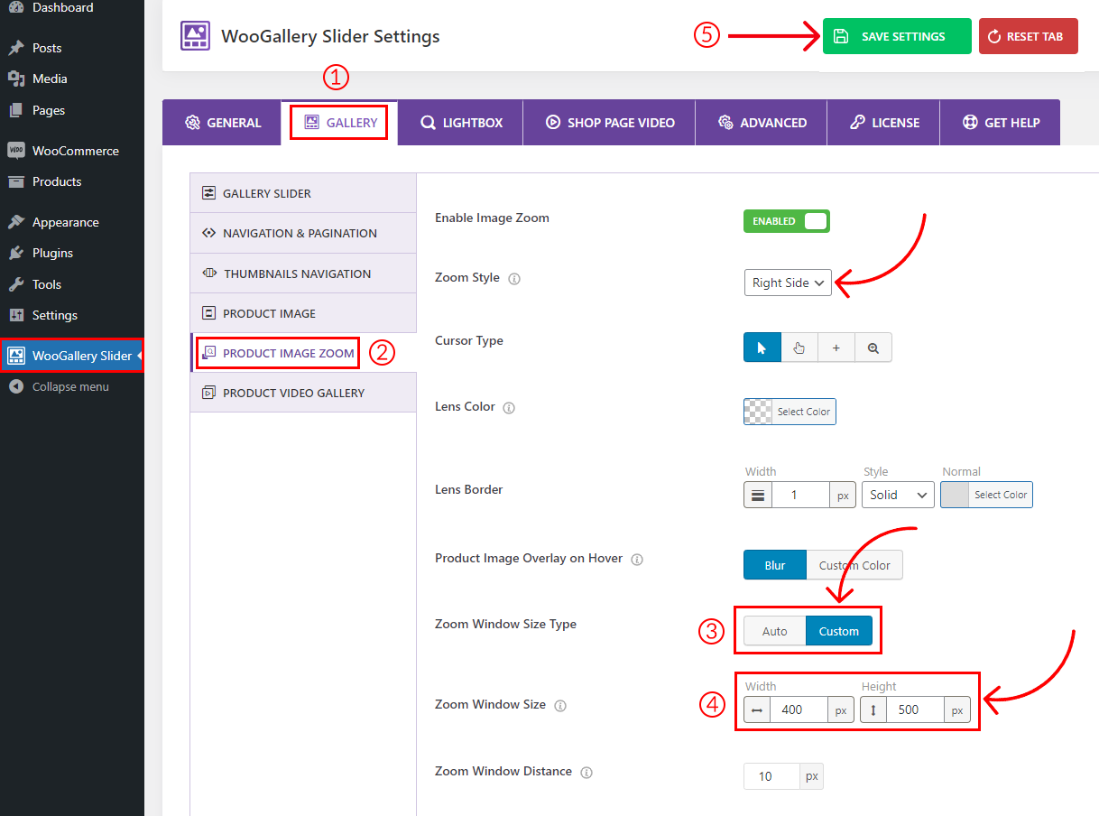 How to Adjust the Zoom Window Size for Product Images? – WooGallery Docs