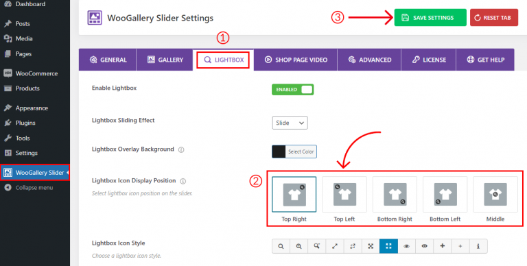 How to Customize the Lightbox Icon Display Position? – WooGallery Docs