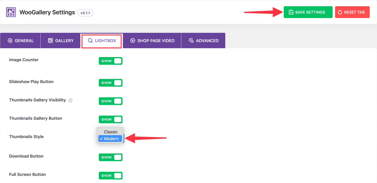 How to Change Lightbox Thumbnails Style? – WooGallery Docs